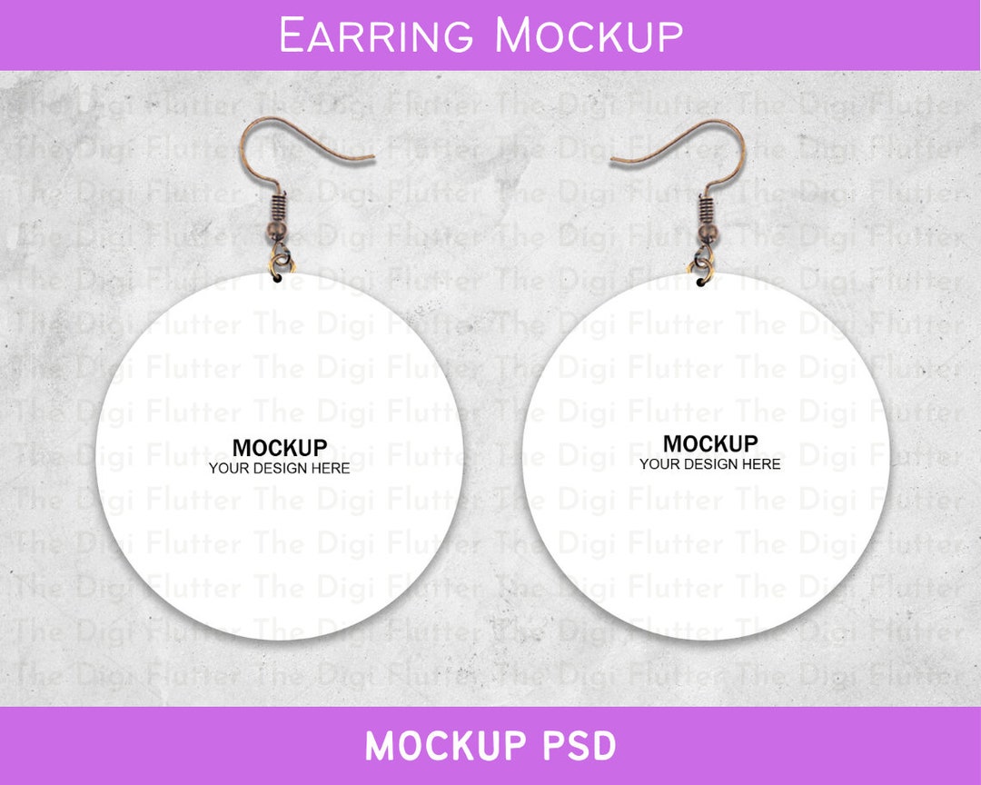 Round Earring Mockup: Sublimation PSD, PNG (digital Download) - Etsy