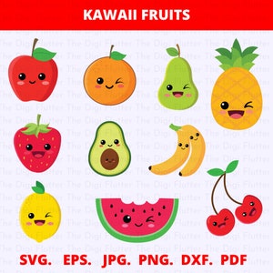 Fruits Clip Art, Fruits Png, Fruits Clipart, Kawaii Fruits Png, Kawaii ...
