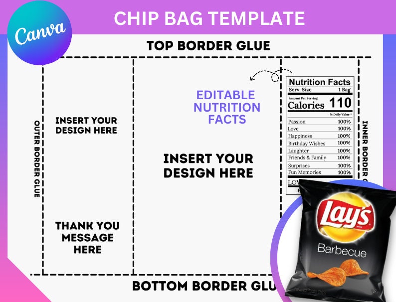 Blank Chip Bag Template, Chip Bag Template Svg Png, Chip Bag Template ...