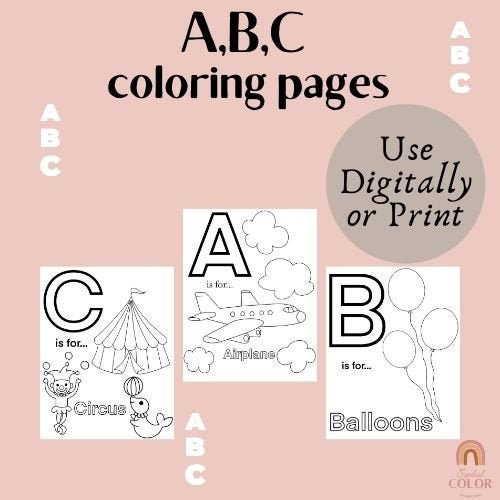 A,B,C Coloring Pages - Etsy