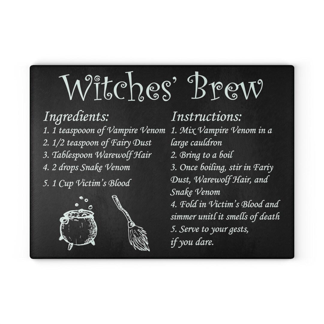 Halloween Witches' Brew Fake Recipe Black Glass Cutting - Etsy
