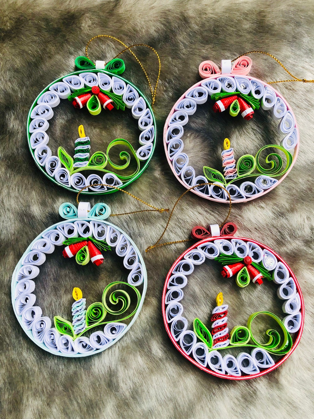 Quilled Paper Christmas Ornament | Handmade Candle Decoration - Etsy