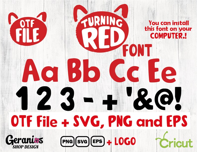 Turning Red Font OTF Turning Red SVG Instant Digital | Etsy Australia