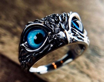 Owl Blue Eyes Ring | Etsy