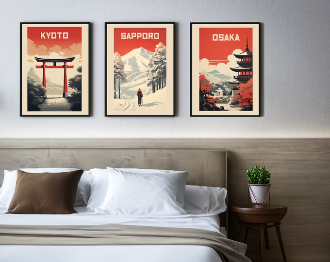 Vintage Travel Posters in Japan, Kyoto Print, Osaka Print, Sapporo ...