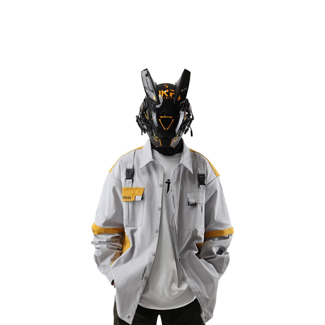 MFCT Techwear Jacket Streetwear Fashion Grey Button up Shirts Unisex - Etsy