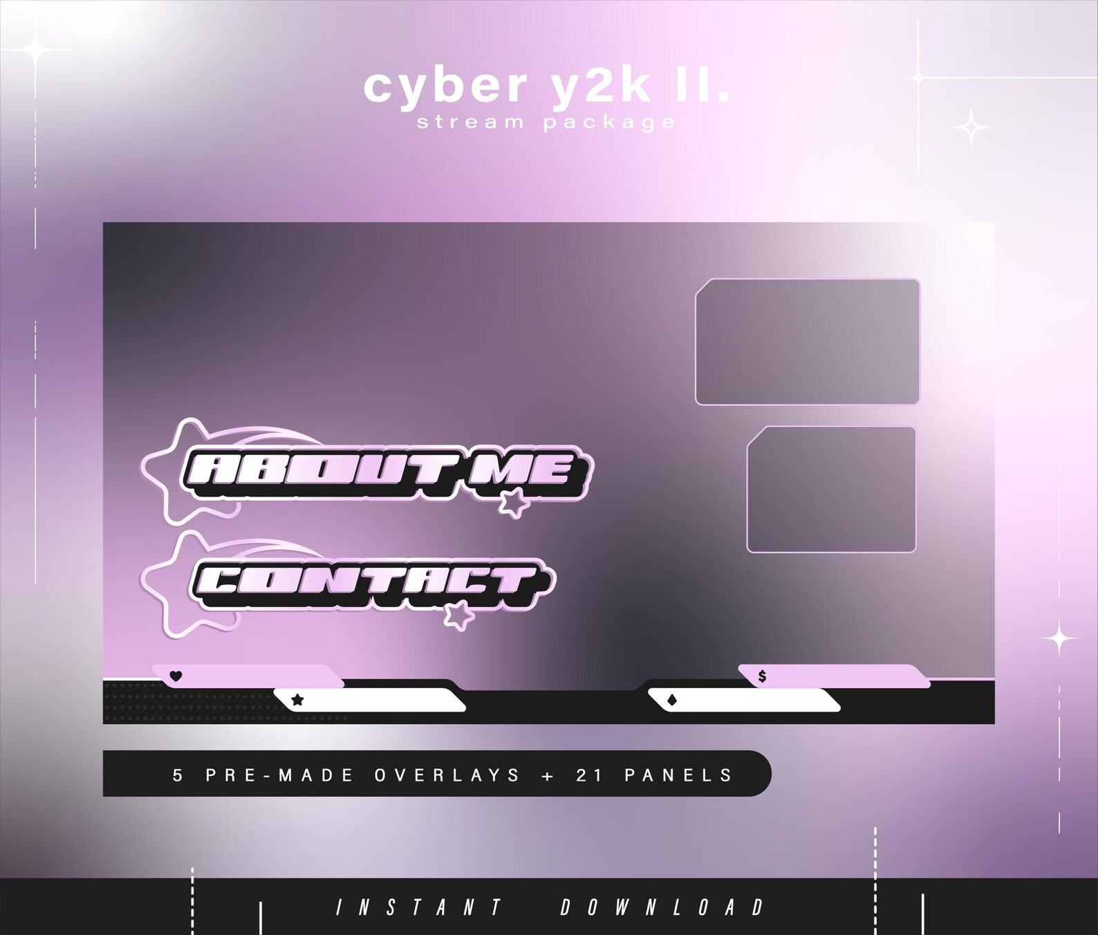 Cyber Y2k II - Twitch Pack - Animated Stream Pack - Streaming Scenes ...