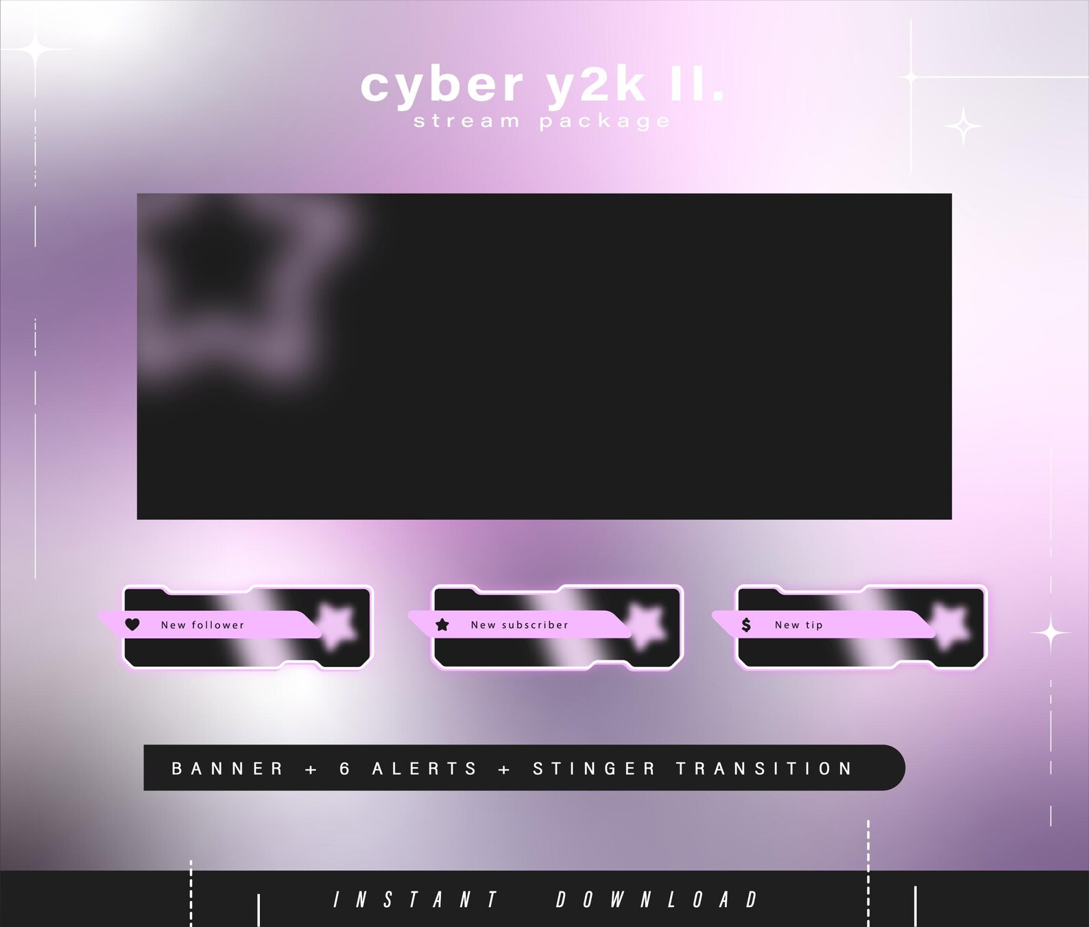 Cyber Y2k II - Twitch Pack - Animated Stream Pack - Streaming Scenes ...