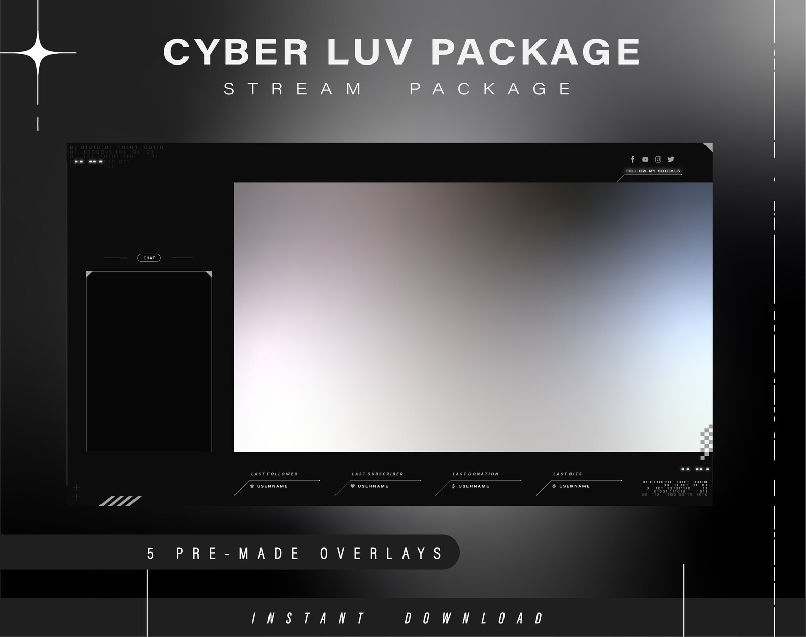 Cyber Y2k Twitch Pack - Animated Minimal Stream Pack - Streaming Scenes ...