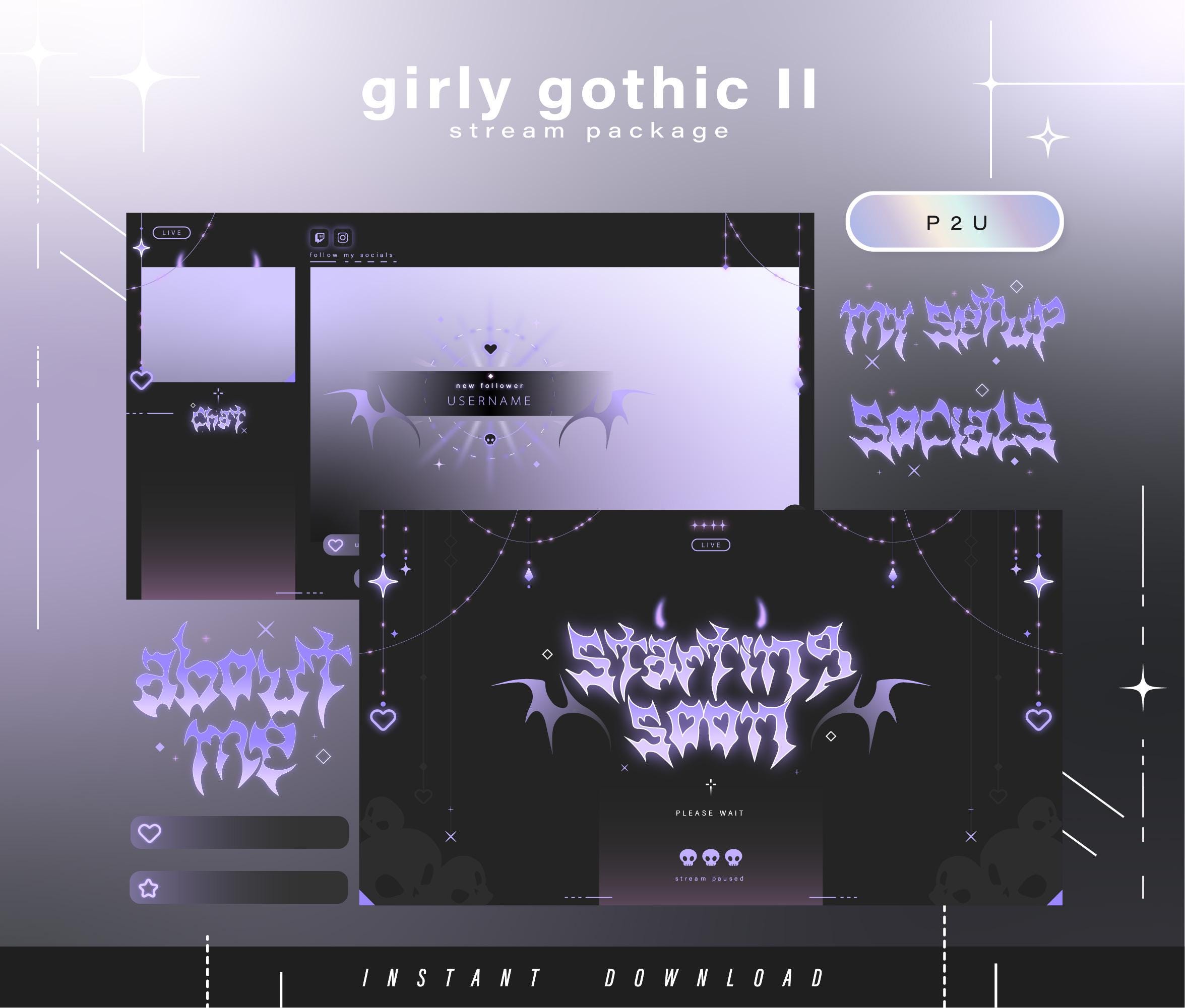 Girly Gothic II - Twitch Pack - Animated Stream Pack - Streaming Scenes ...