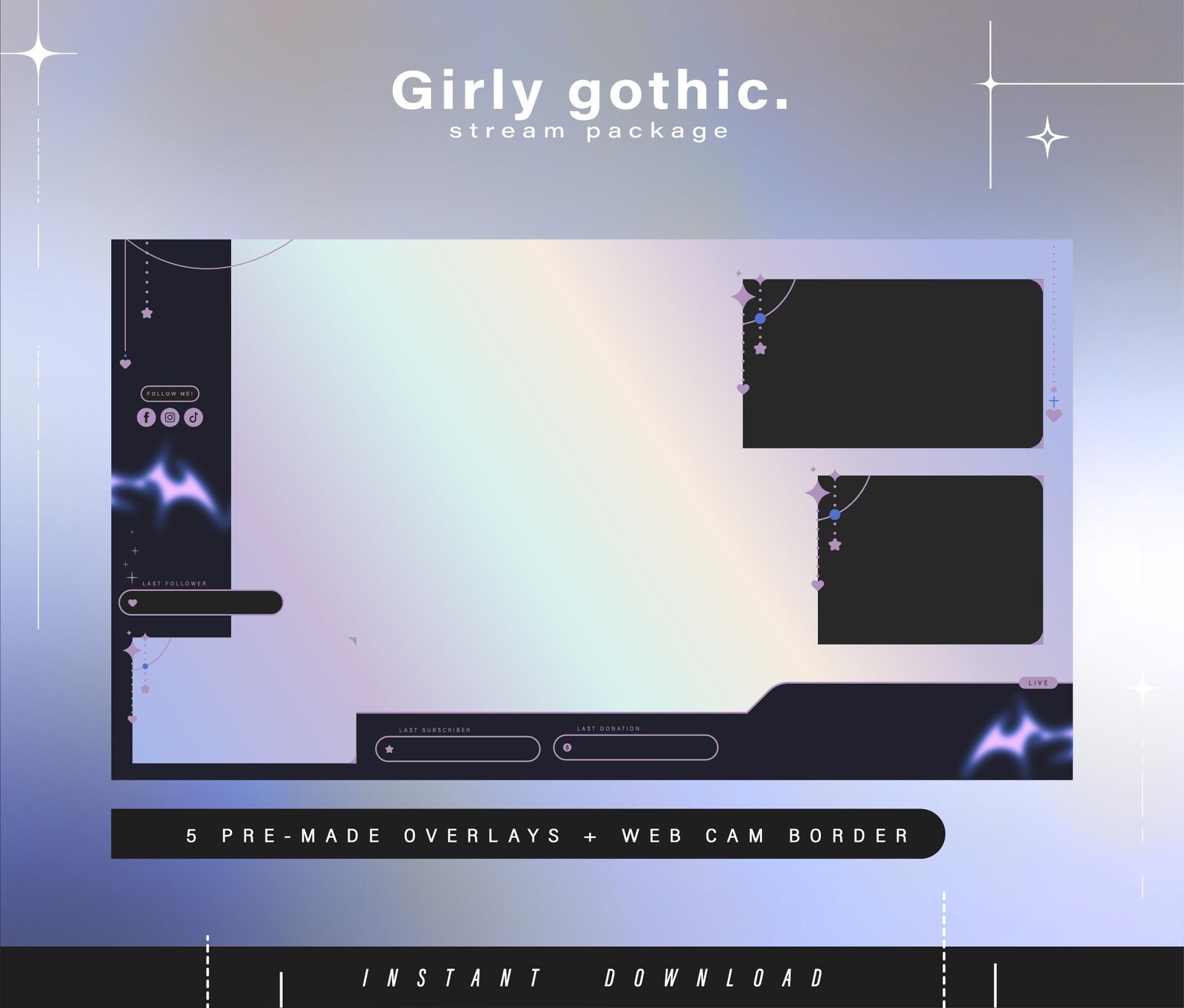 Girly Gothic - Twitch Pack - Animated Stream Pack - Streaming Scenes ...