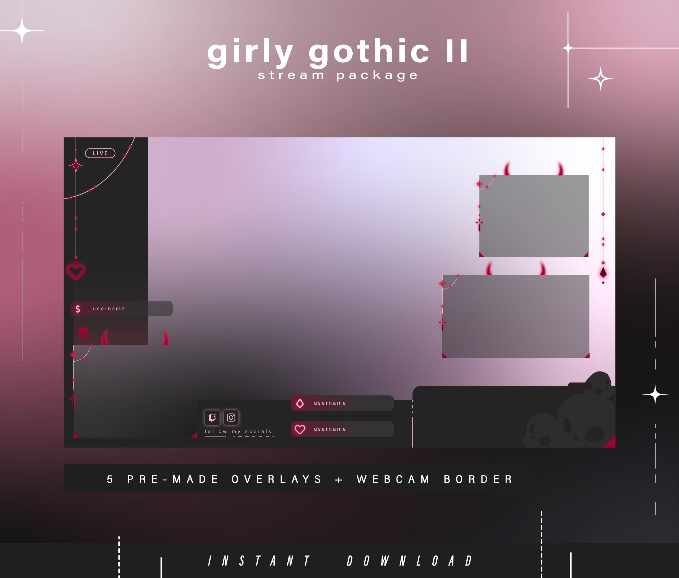 Girly Gothic II - Twitch Pack - Animated Stream Pack - Streaming Scenes ...