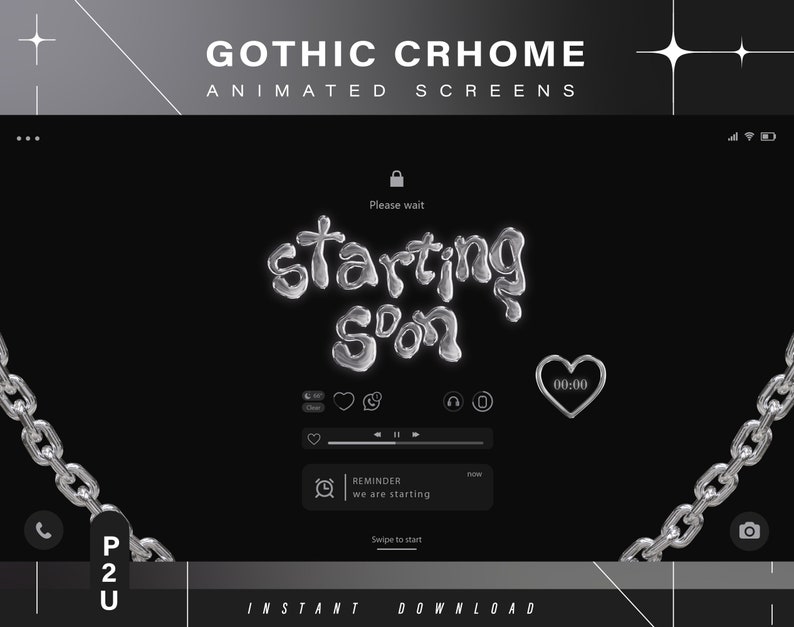 Gothic Chrome Animated Twitch Screens – Stream Package (digital ...