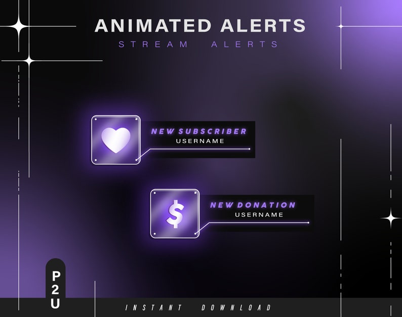 6x Animated Cyber Alerts Animated Alerts for Twitch Aesthetic Alerts ...