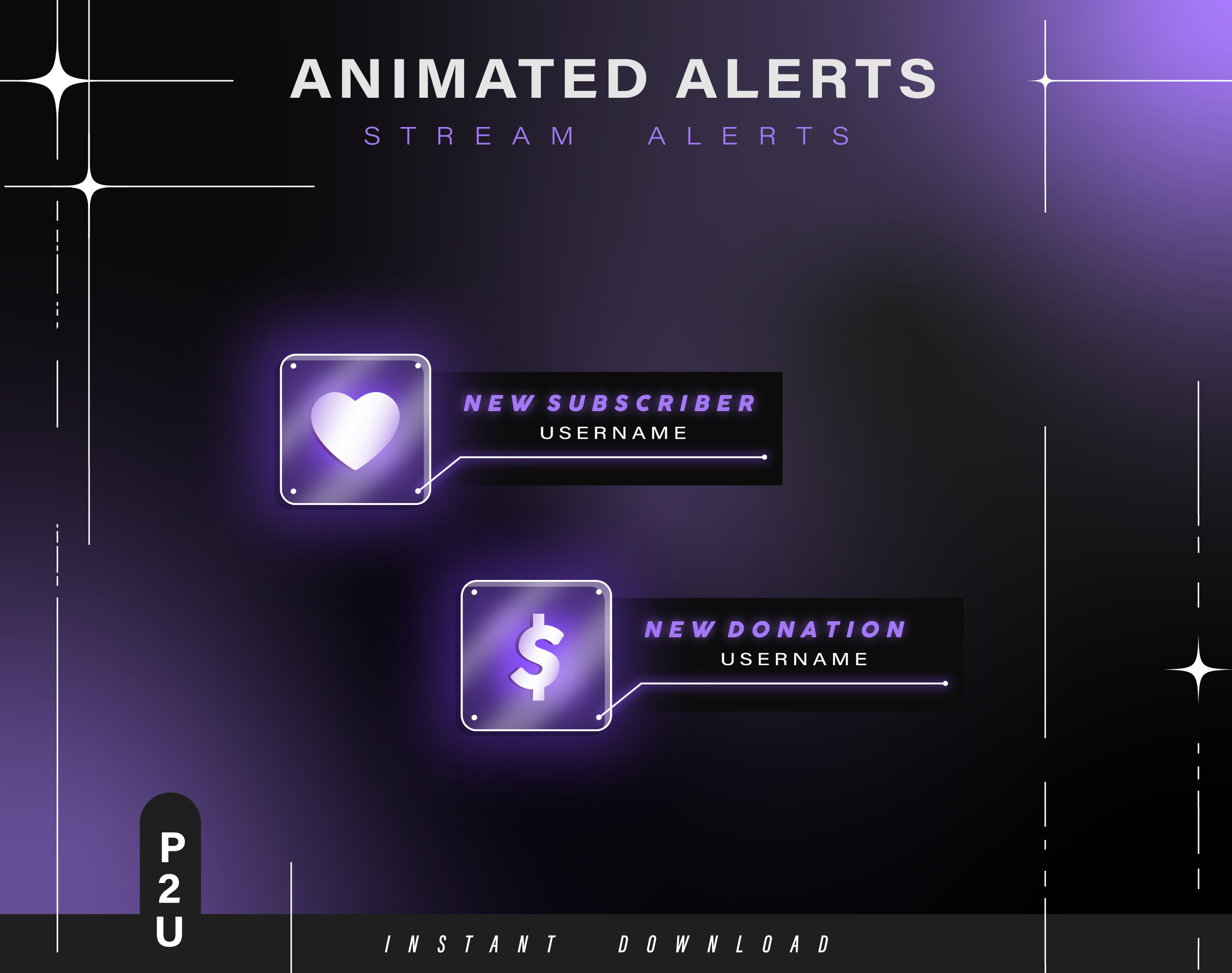 6x Animated Cyber Alerts Animated Alerts for Twitch Aesthetic Alerts ...