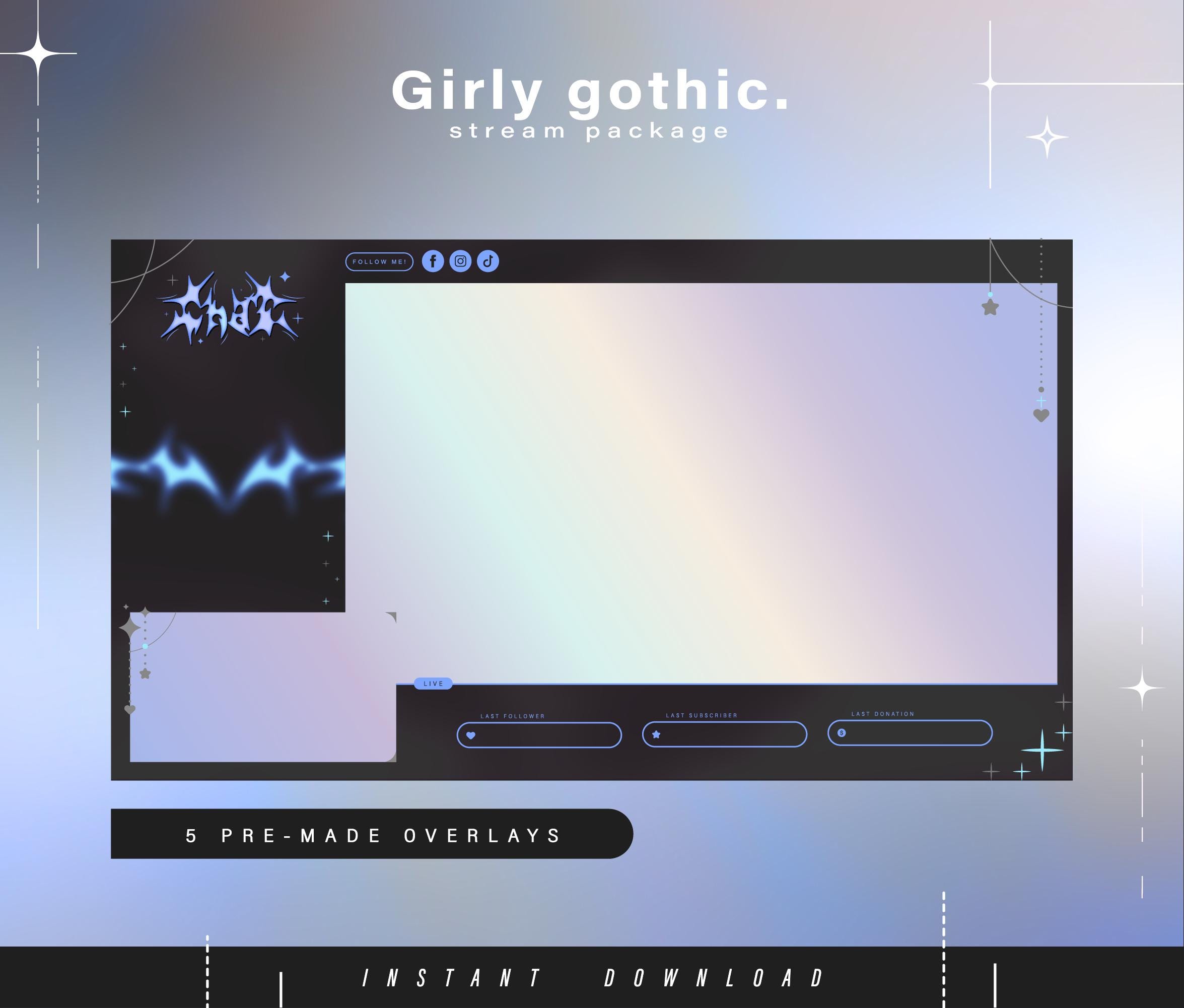 Girly Gothic - Twitch Pack - Animated Stream Pack - Streaming Scenes ...