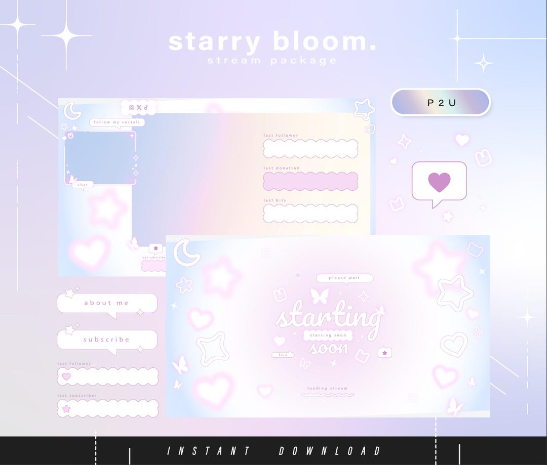 Starry Bloom - Twitch Pack - Animated Stream Pack - Streaming Scenes - Twitch Overlays ...