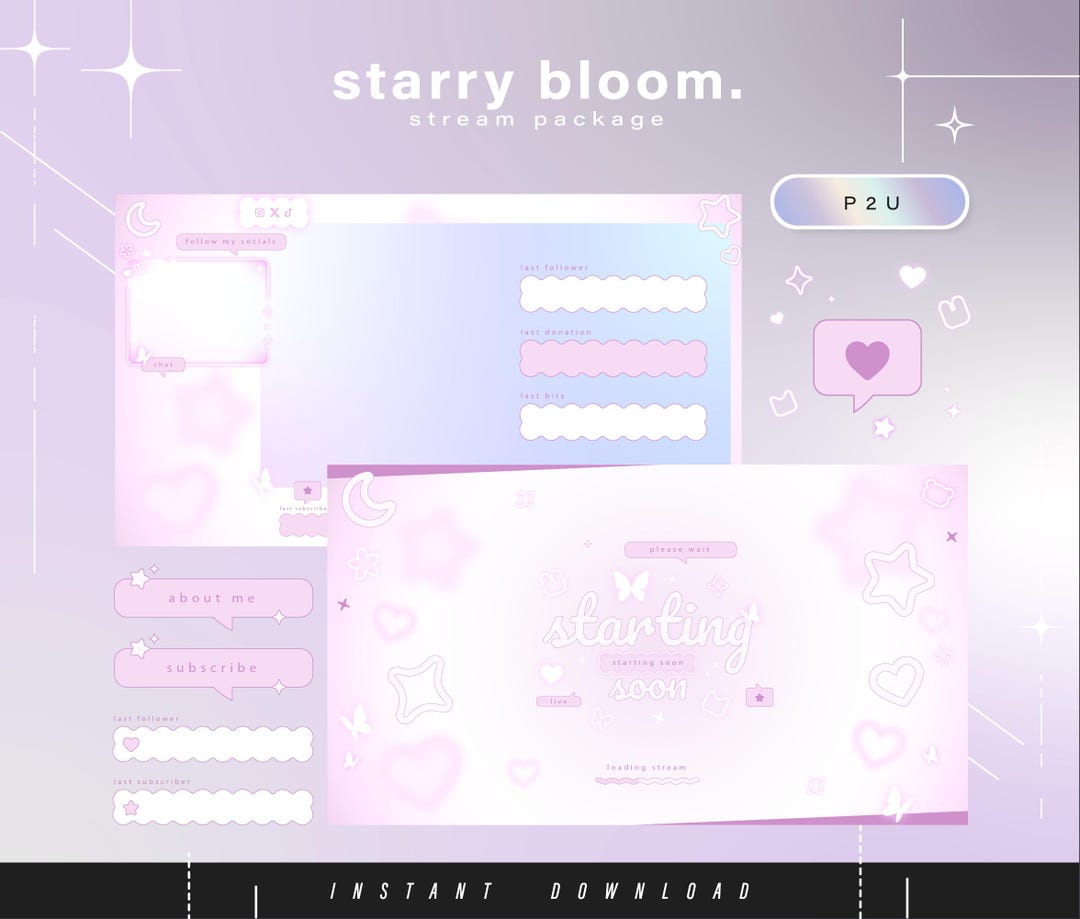 Starry Bloom - Twitch Pack - Animated Stream Pack - Streaming Scenes - Twitch Overlays ...