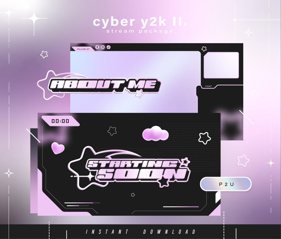 Cyber Y2k II - Twitch Pack - Animated Stream Pack - Streaming Scenes ...