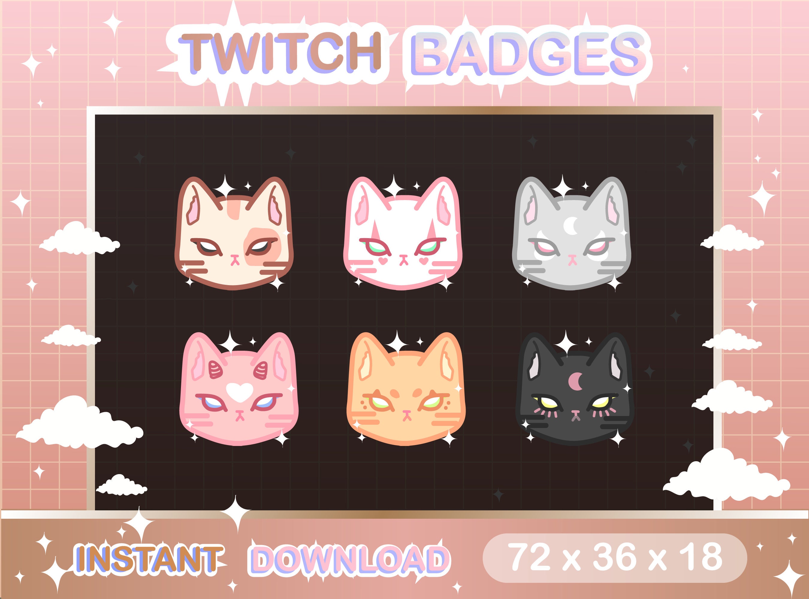 Twitch Cat Badges / Twitch Cat Collection 1 / Aesthetic / Bit | Etsy