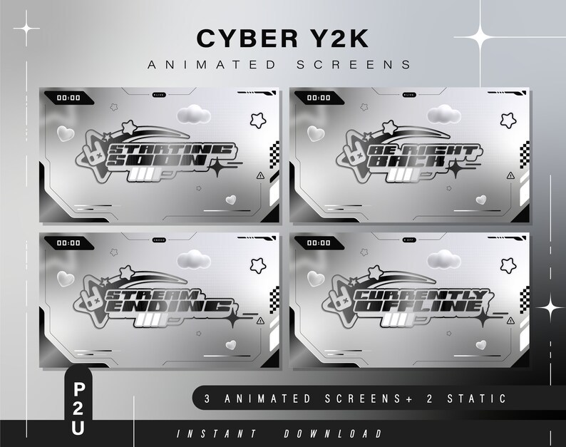 Cyber Y2k Animated Screens Animated Scenes for Twitch Aesthetic Screens ...