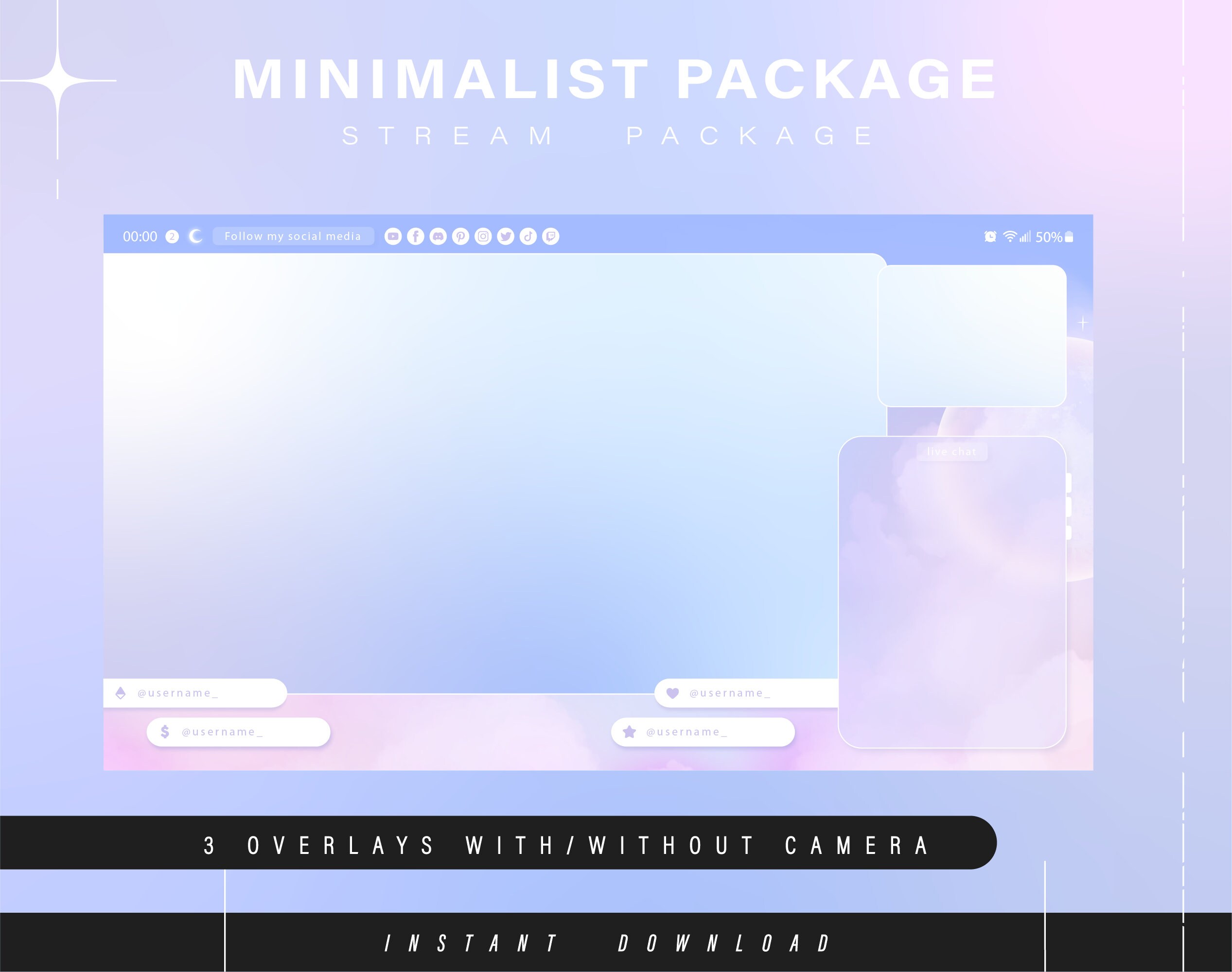Minimal Twitch Pack - Animated Minimal Stream Pack - Streaming Scenes ...