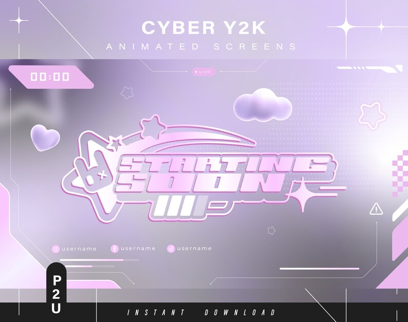Cyber Y2k Animated Screens Animated Scenes for Twitch Aesthetic Screens ...