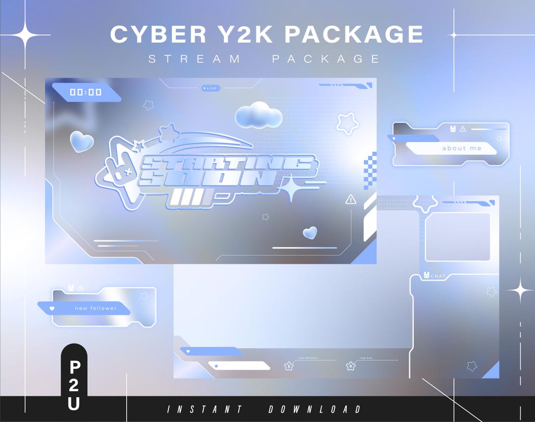 Bunny Cyber Y2k - Twitch Pack - Animated Stream Pack - Streaming Scenes ...