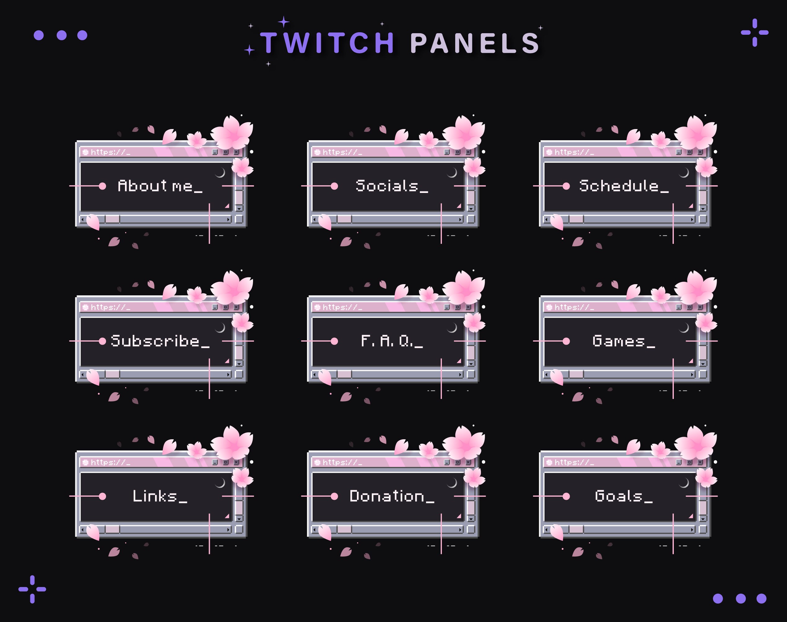 Sakura Cyber Panels - Cyber Panels - Twitch Panels - Panels - Aesthetic ...