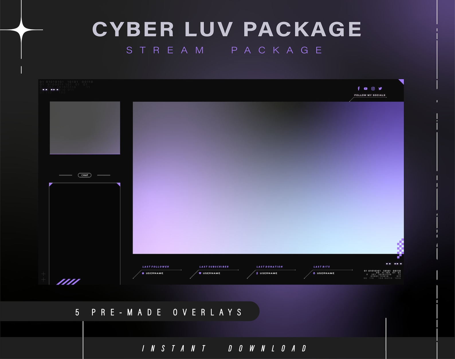 Cyber Y2k Twitch Pack - Animated Minimal Stream Pack - Streaming Scenes ...