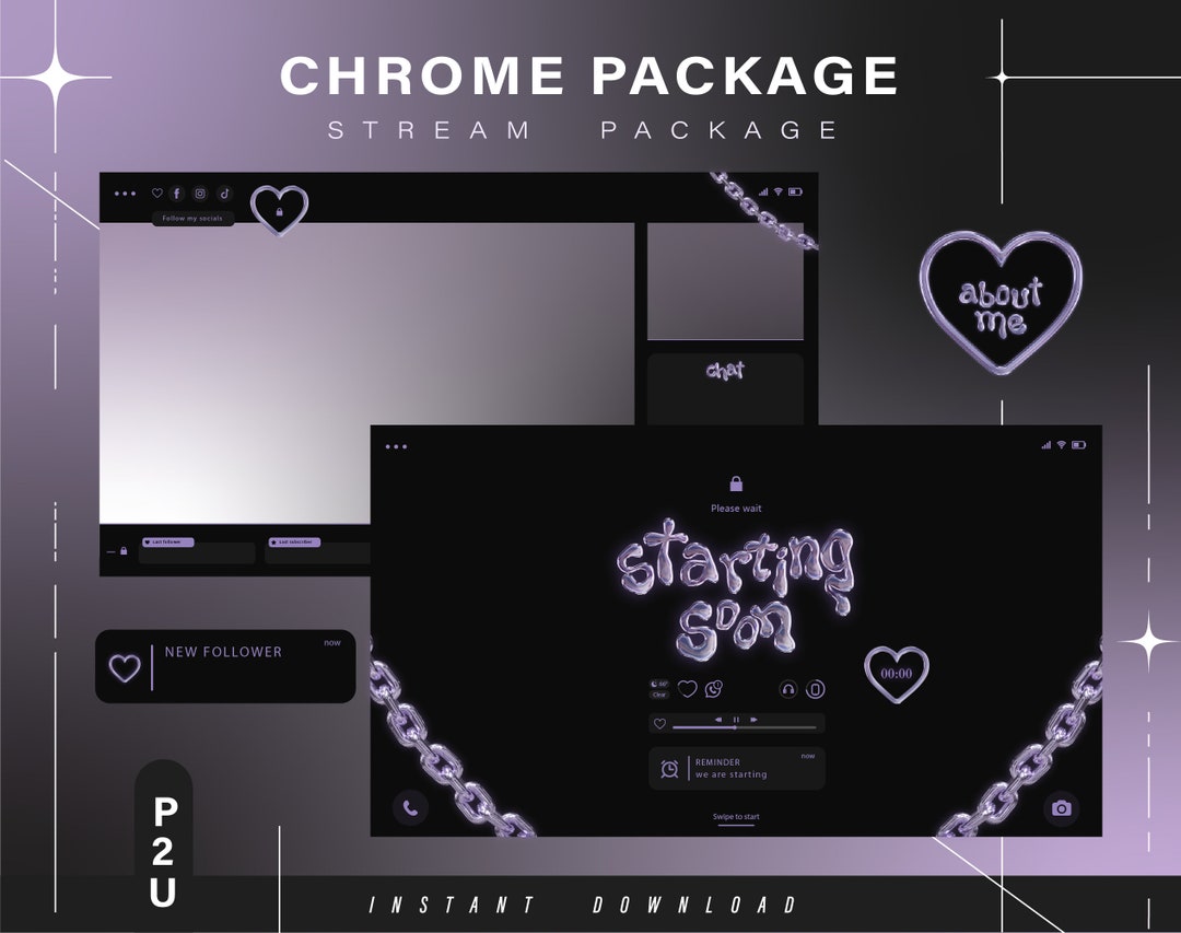 Gothic Chrome Animated Minimal Stream Pack Streaming Scenes Twitch ...