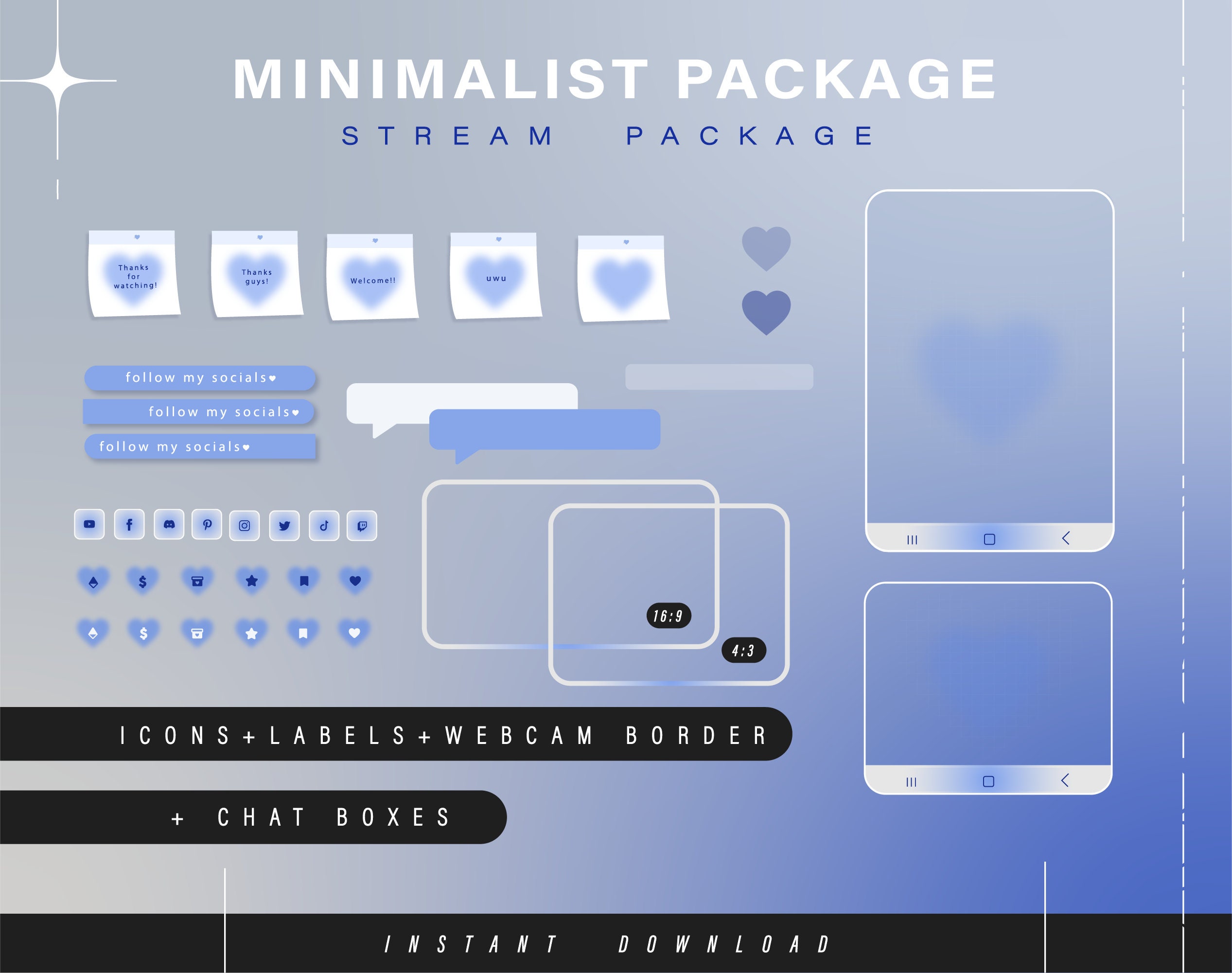 Minimal Twitch Pack Animated Minimal Stream Pack Streaming Scenes ...