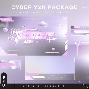 Cat Cyber Y2k Twitch Pack Animated Stream Pack Streaming Scenes Twitch ...