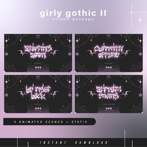 Girly Gothic II - Twitch Pack - Animated Stream Pack - Streaming Scenes ...
