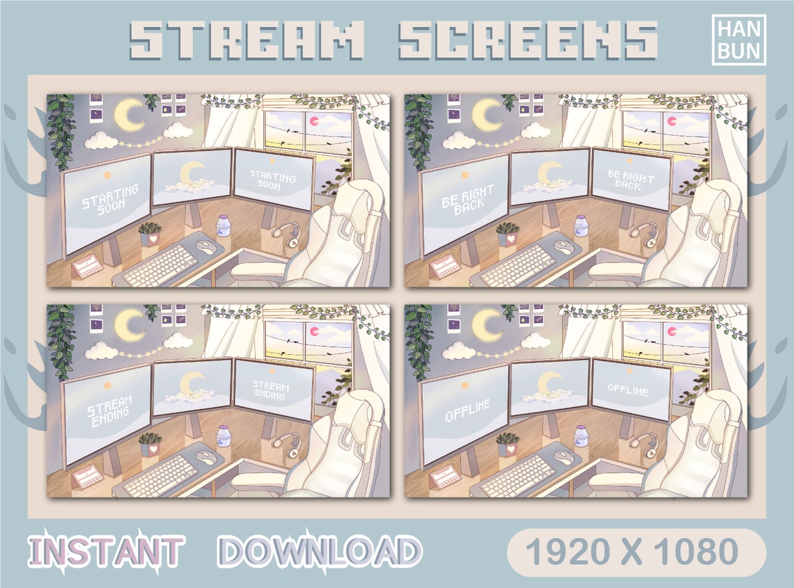 Animated Kawaii Gamer Room Screens for Twitch (digital Download) - Etsy