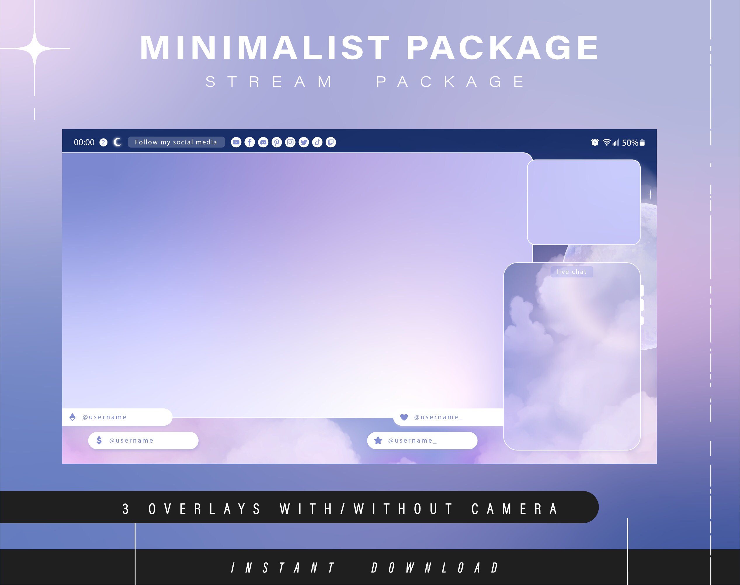 Minimal Twitch Pack - Animated Minimal Stream Pack - Streaming Scenes ...