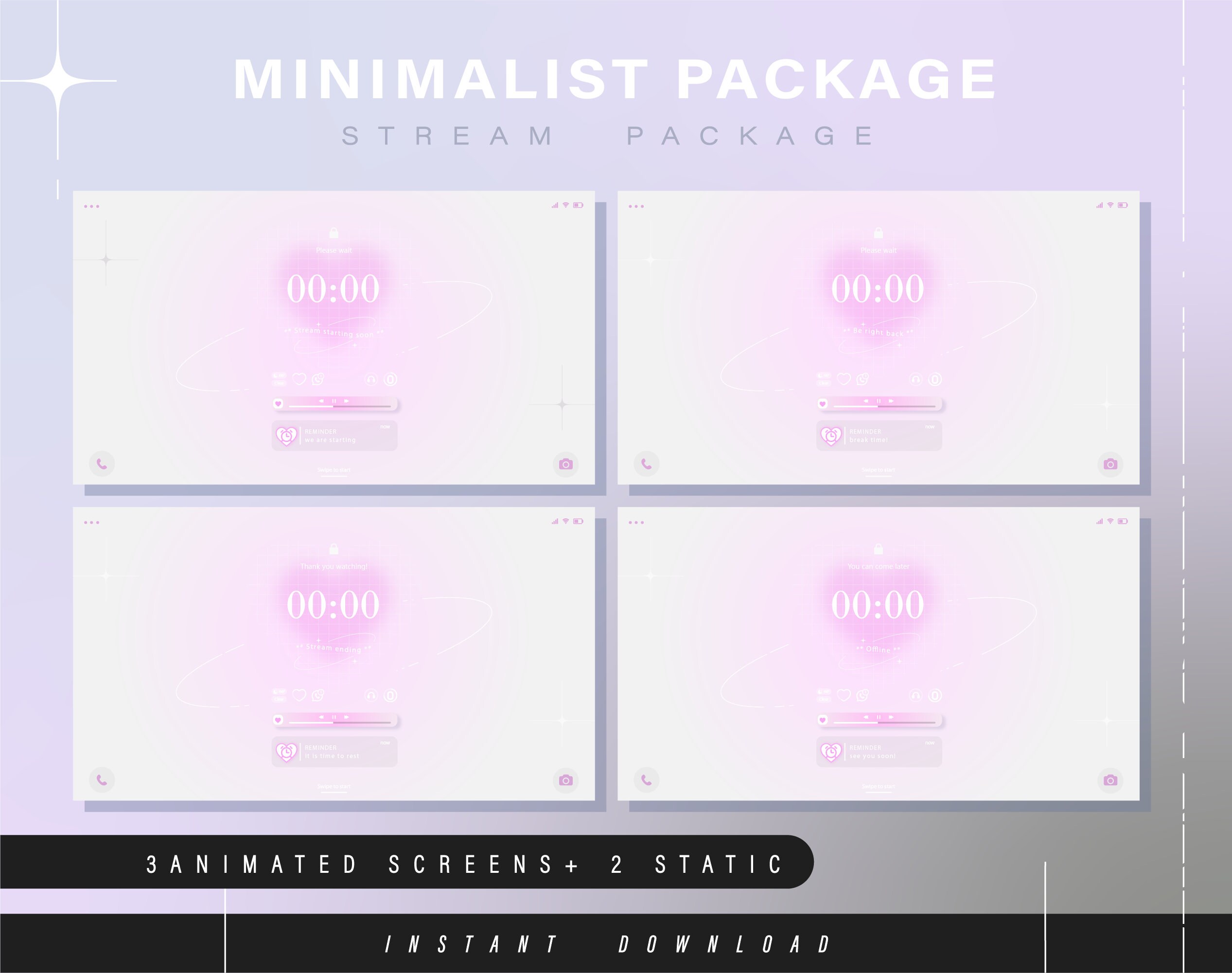 Minimal Twitch Pack - Animated Minimal Stream Pack - Streaming Scenes ...