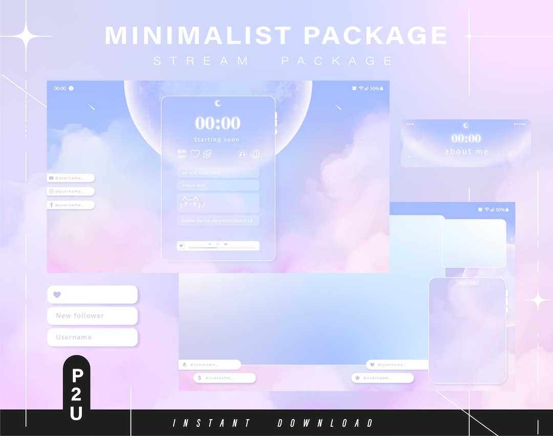 Minimal Twitch Pack - Animated Minimal Stream Pack - Streaming Scenes ...