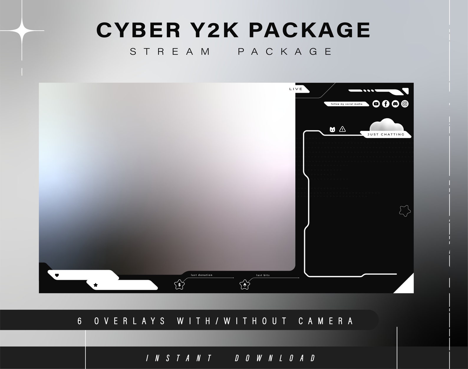 Cat Cyber Y2k - Twitch Pack - Animated Stream Pack - Streaming Scenes ...