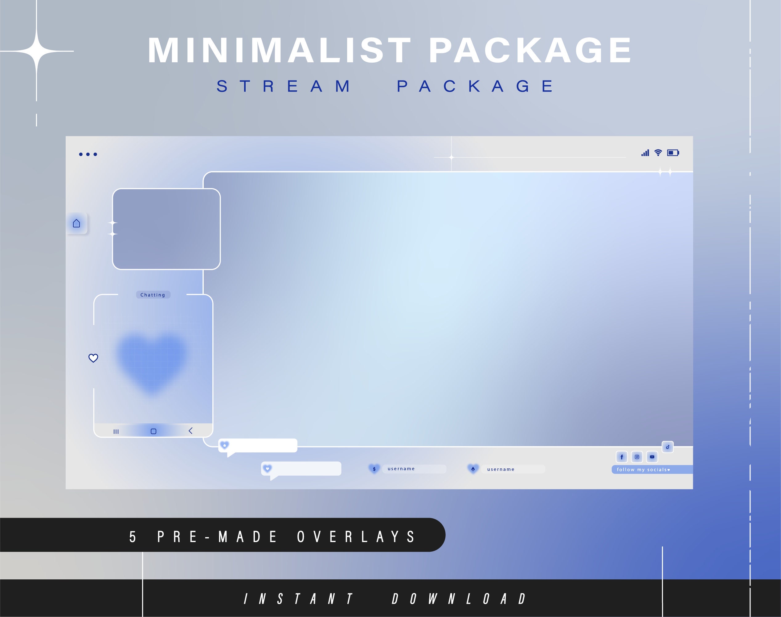 Minimal Twitch Pack Animated Minimal Stream Pack Streaming Scenes ...