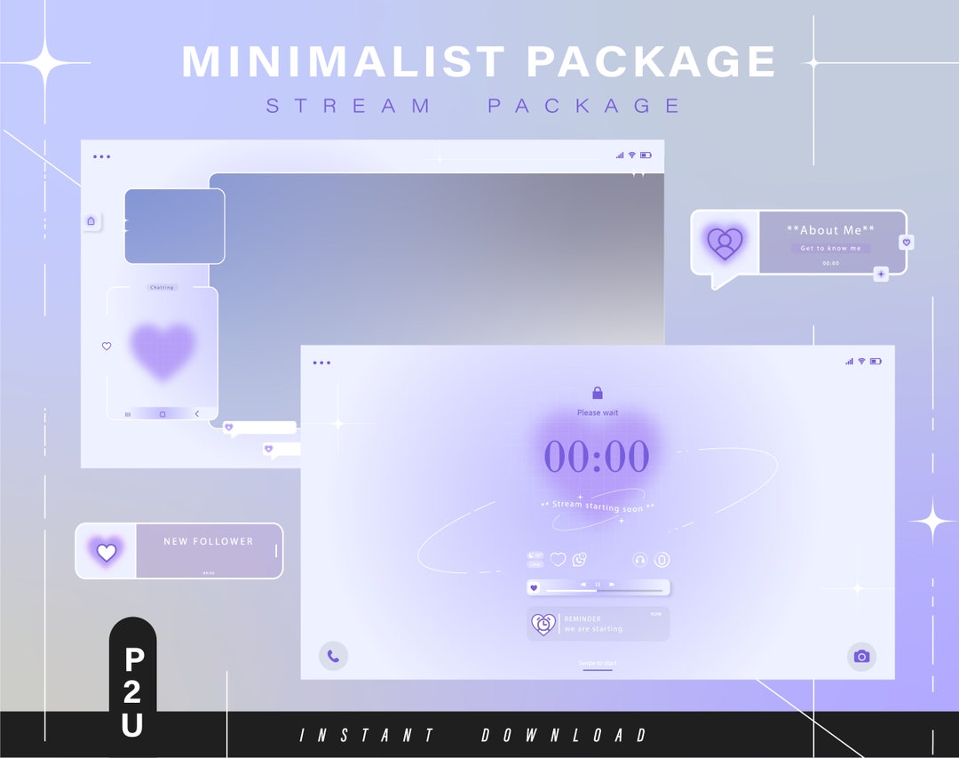 Minimal Twitch Pack Animated Minimal Stream Pack Streaming Scenes ...