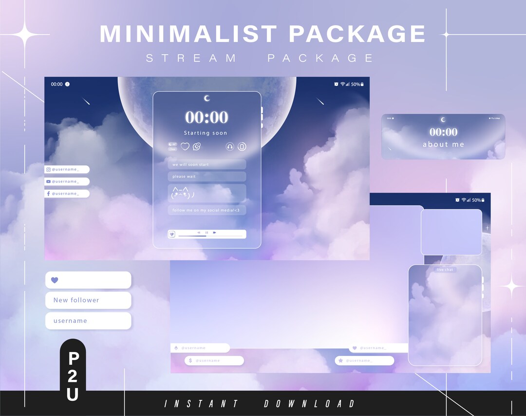 Minimal Twitch Pack Animated Minimal Stream Pack Streaming Scenes ...