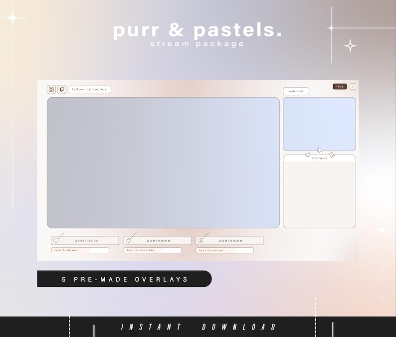 Purr & Pastels - Y2k - Twitch Pack - Animated Minimal Stream Pack ...