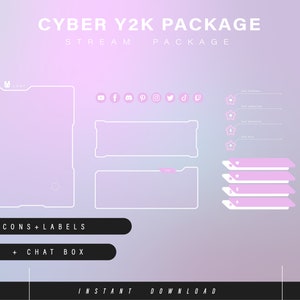 Cyber Y2k Twitch Pack - Animated Minimal Stream Pack - Streaming Scenes ...