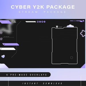 Cyber Y2k Twitch Pack - Animated Minimal Stream Pack - Streaming Scenes ...