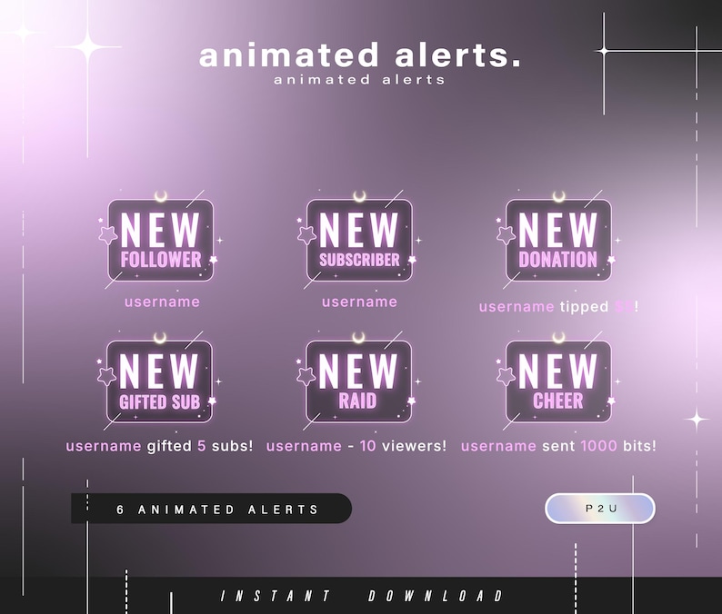 6x Animated Cat Alerts - Animated Alerts for Twitch - Aesthetic Alerts ...