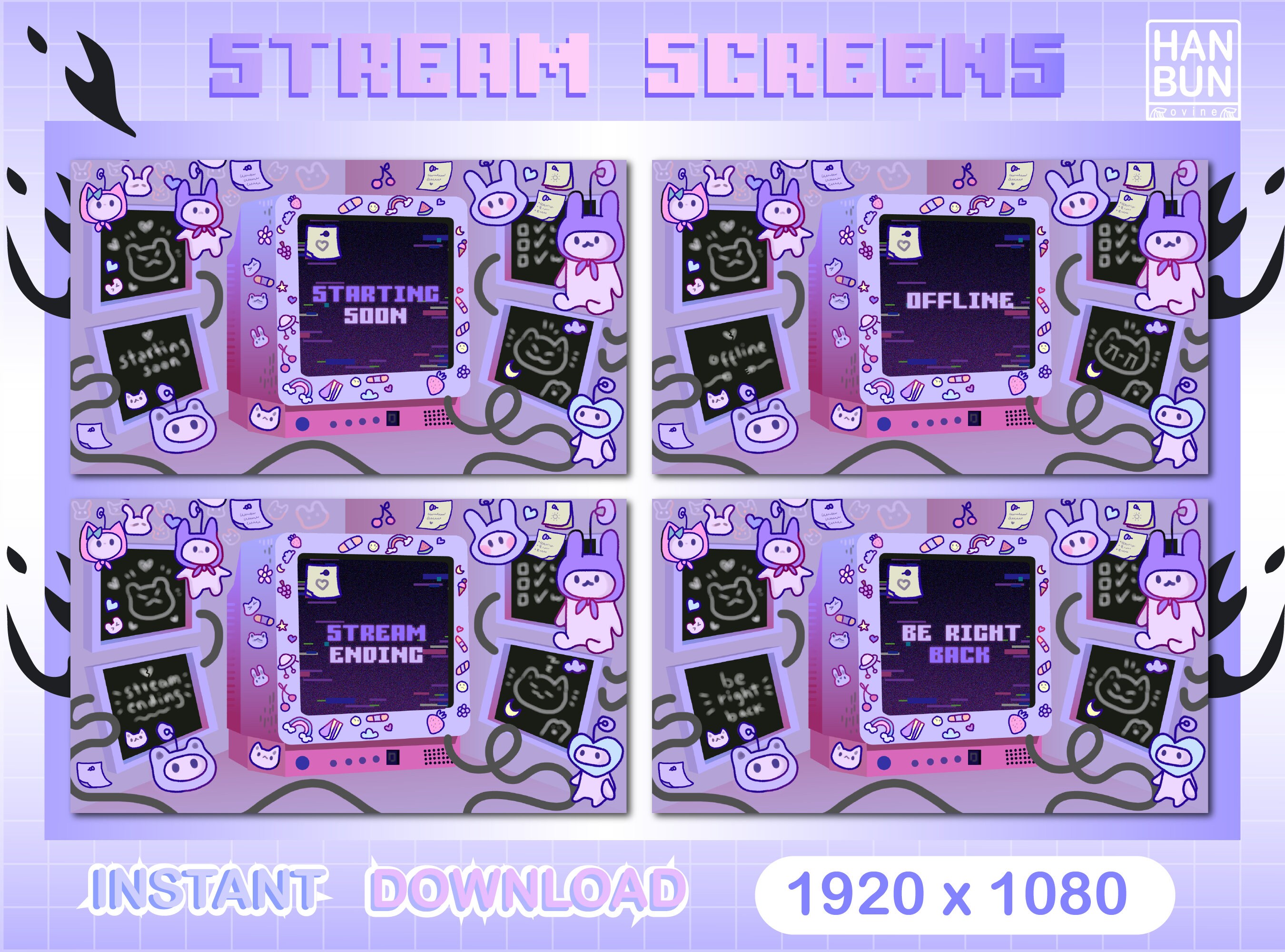 Aesthetic Animated Stream Screens Cute Stream Screens | Etsy