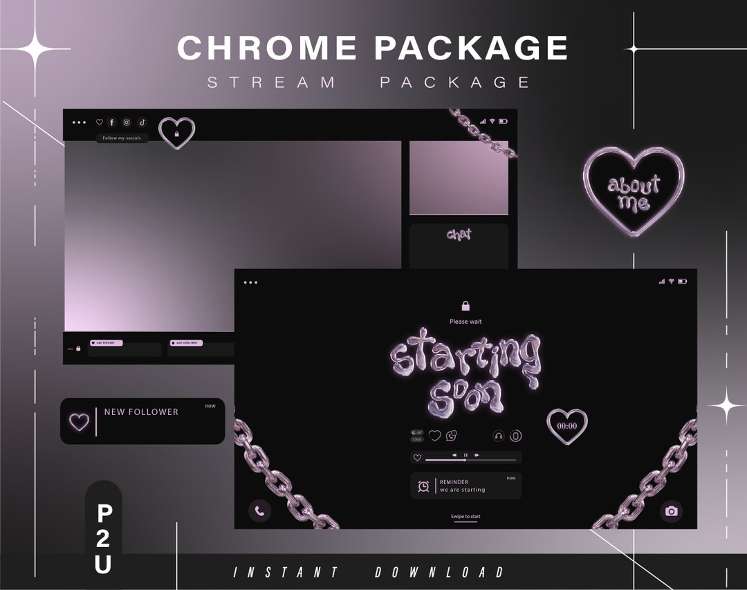 Gothic Chrome Animated Minimal Stream Pack Streaming Scenes Twitch ...
