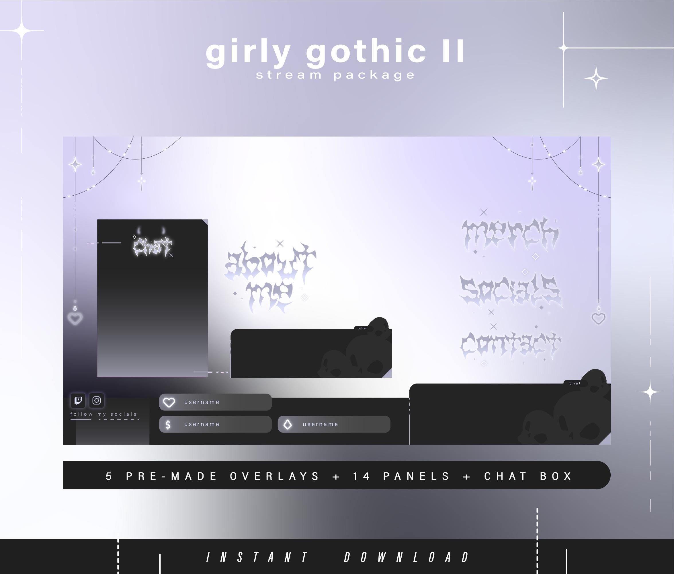 Girly Gothic II - Twitch Pack - Animated Stream Pack - Streaming Scenes ...