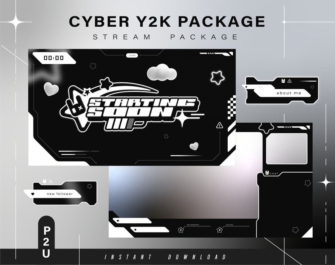 Bunny Cyber Y2k - Twitch Pack - Animated Stream Pack - Streaming Scenes ...